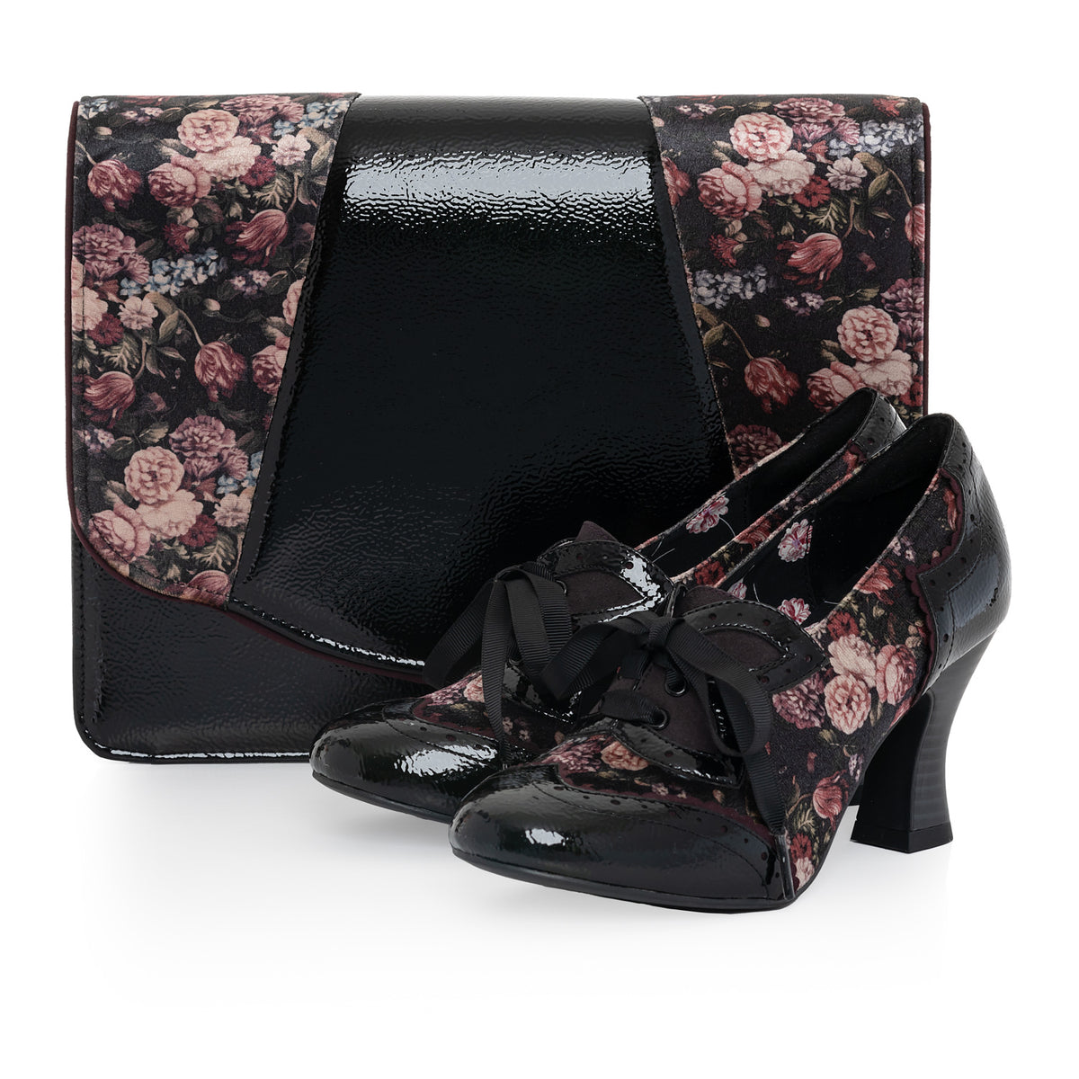 Daisy Black Floral Bootie & Matching Stanford Bag by Ruby Shoo – Belle Divino