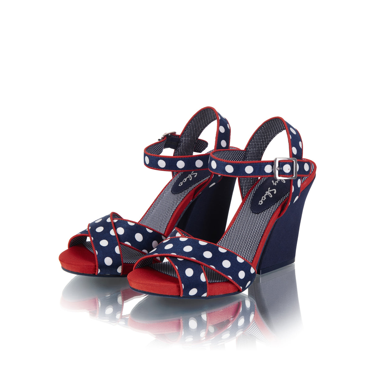 Evie Navy Blue Spot Sandals Nautical Shoes by Ruby Shoo – Belle Divino