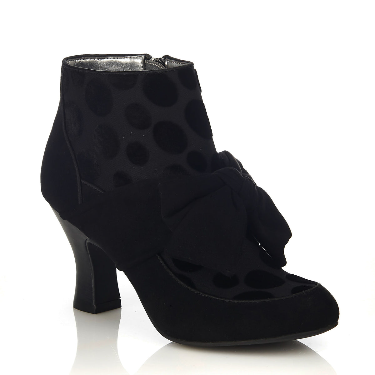Seren Black Mid Heel Bow Boots by Ruby Shoo – Belle Divino