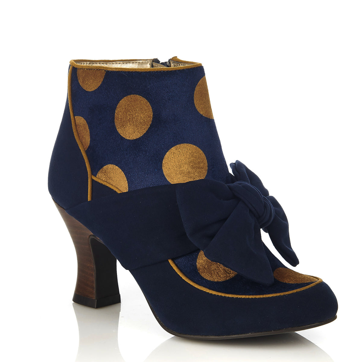 Seren Navy Blue Mid Heel Bow Boots by Ruby Shoo – Belle Divino