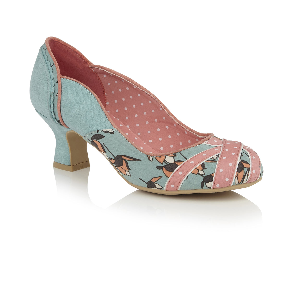 Paula Mint Green Pink Mid Heel Court Shoes by Ruby Shoo – Belle Divino