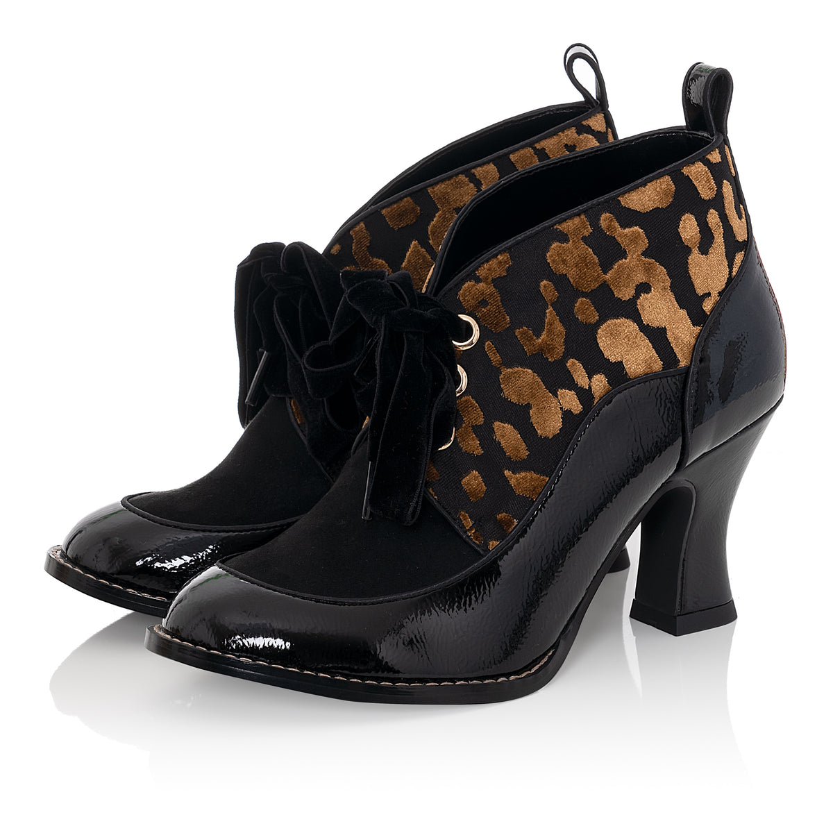 Emma Black & Gold Flexible Comfortable Mid Heel Boot by Ruby Shoo ...