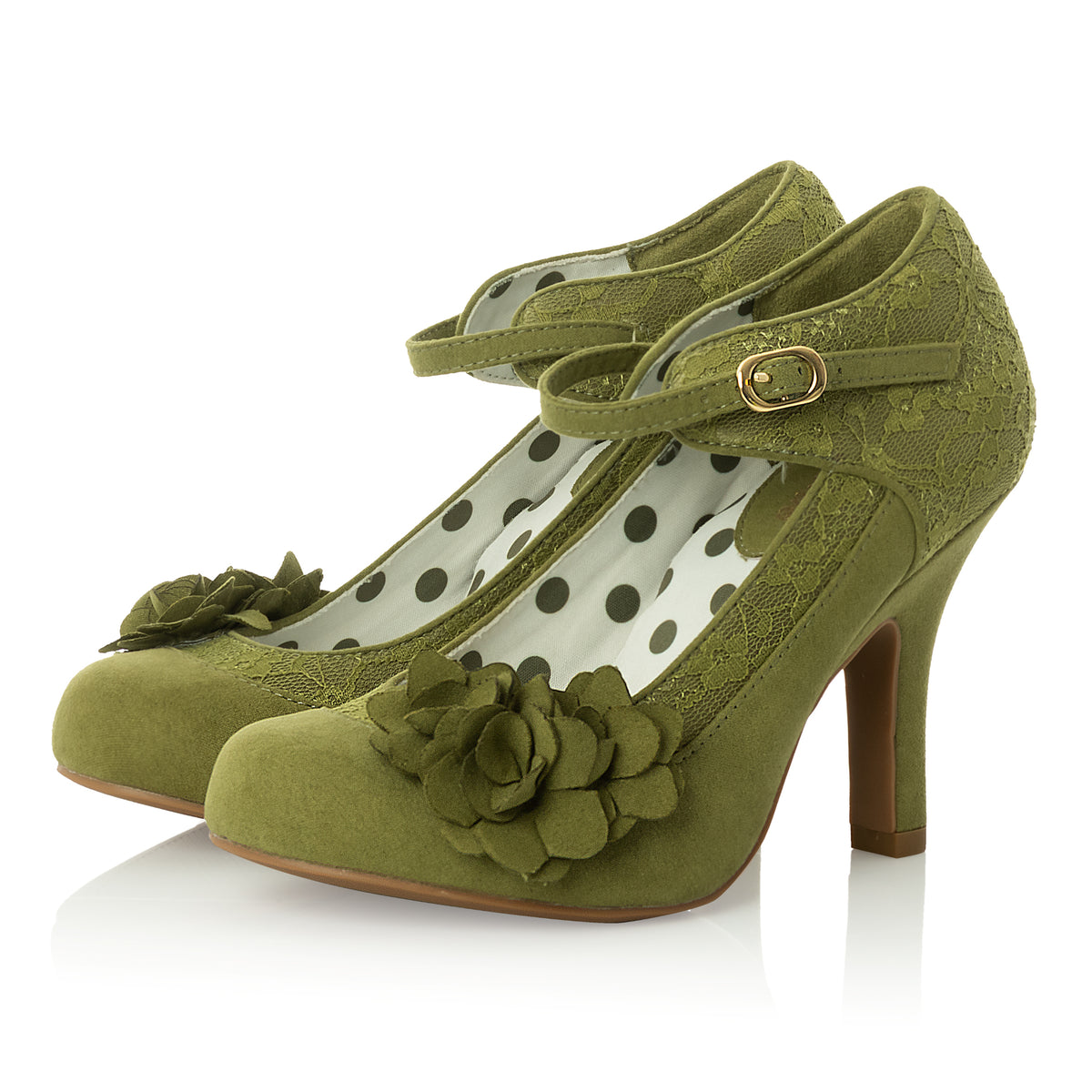 Melinda Olive Green Lace Bar Shoe with Indulgence Soles by Ruby Shoo ...