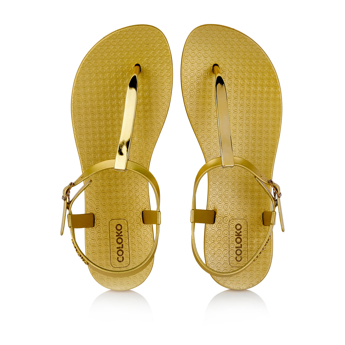 NEW Coloko Sakura Curve Slim Metallic T-bar Flip Flops Sandals – Belle ...