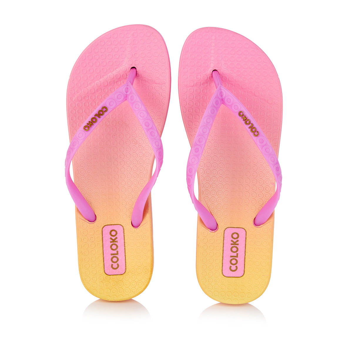Coloko Ti Pink Yellow Ombre Dip Dye Two Tone Anatomic Flip Flops Sanda ...