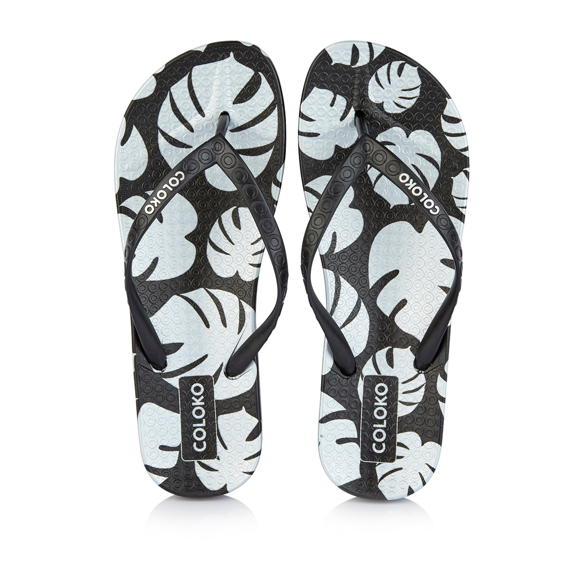 Coloko Hibiscus Pretty Blue Floral Ergonomic Footbed Flip Flops – Belle ...