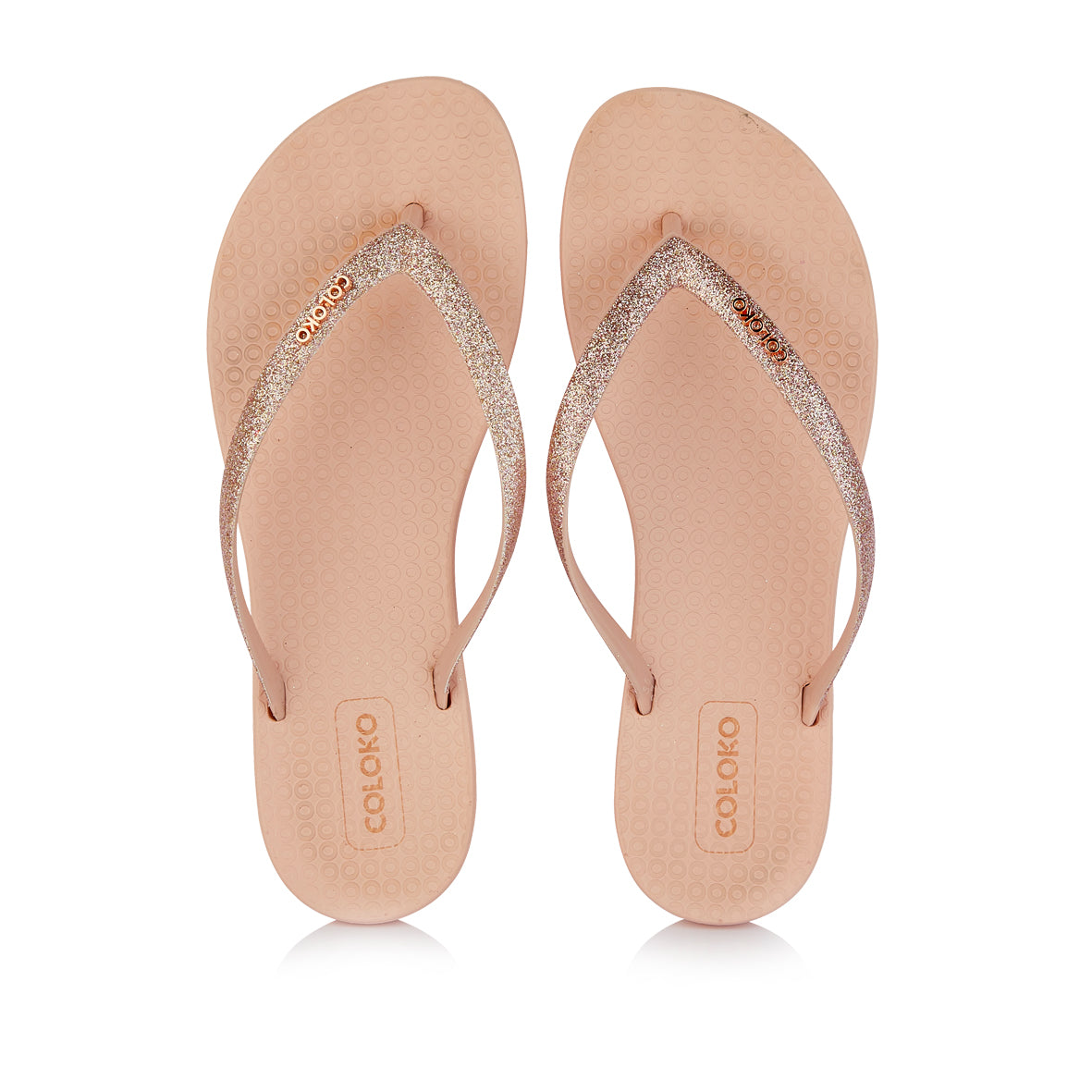 Coloko Orchid Blush Pink Glitter Curve Slim Sole Sparkly Glamorous Fli ...