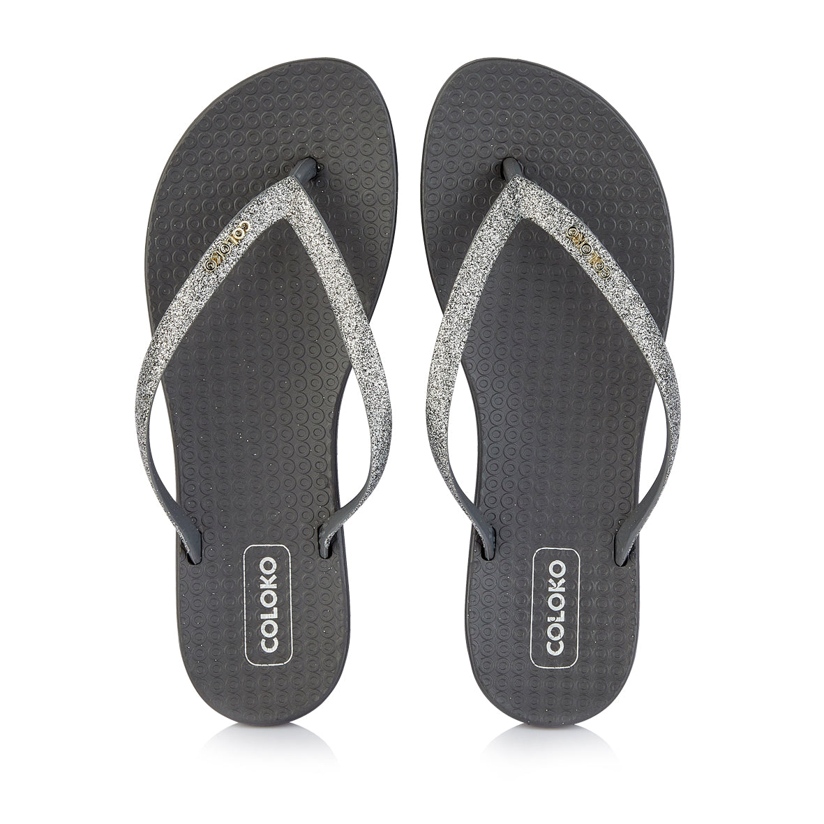 Coloko Orchid Pewter Grey Glitter Curve Slim Sole Sparkly Glamorous Fl ...