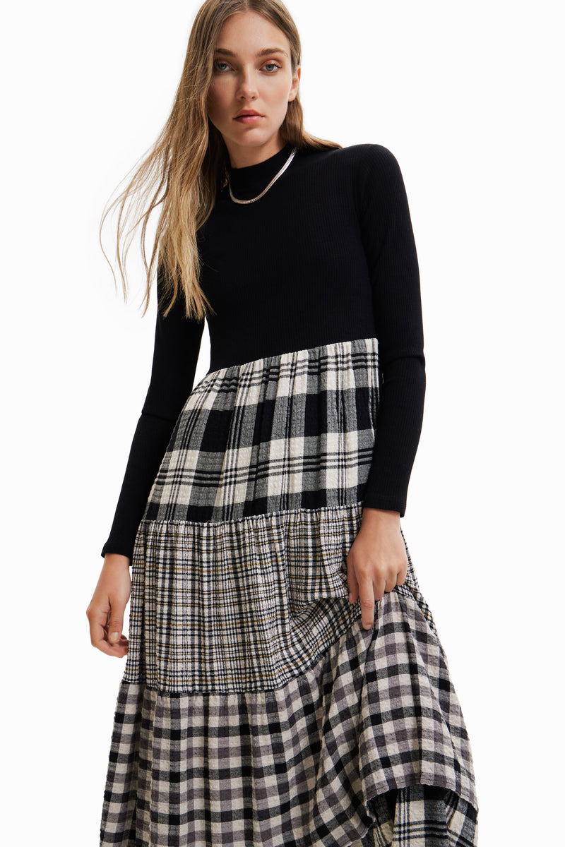 Saint Louis Dress Maxi Winter Dress with Check Skirt Desigual Style 22 ...