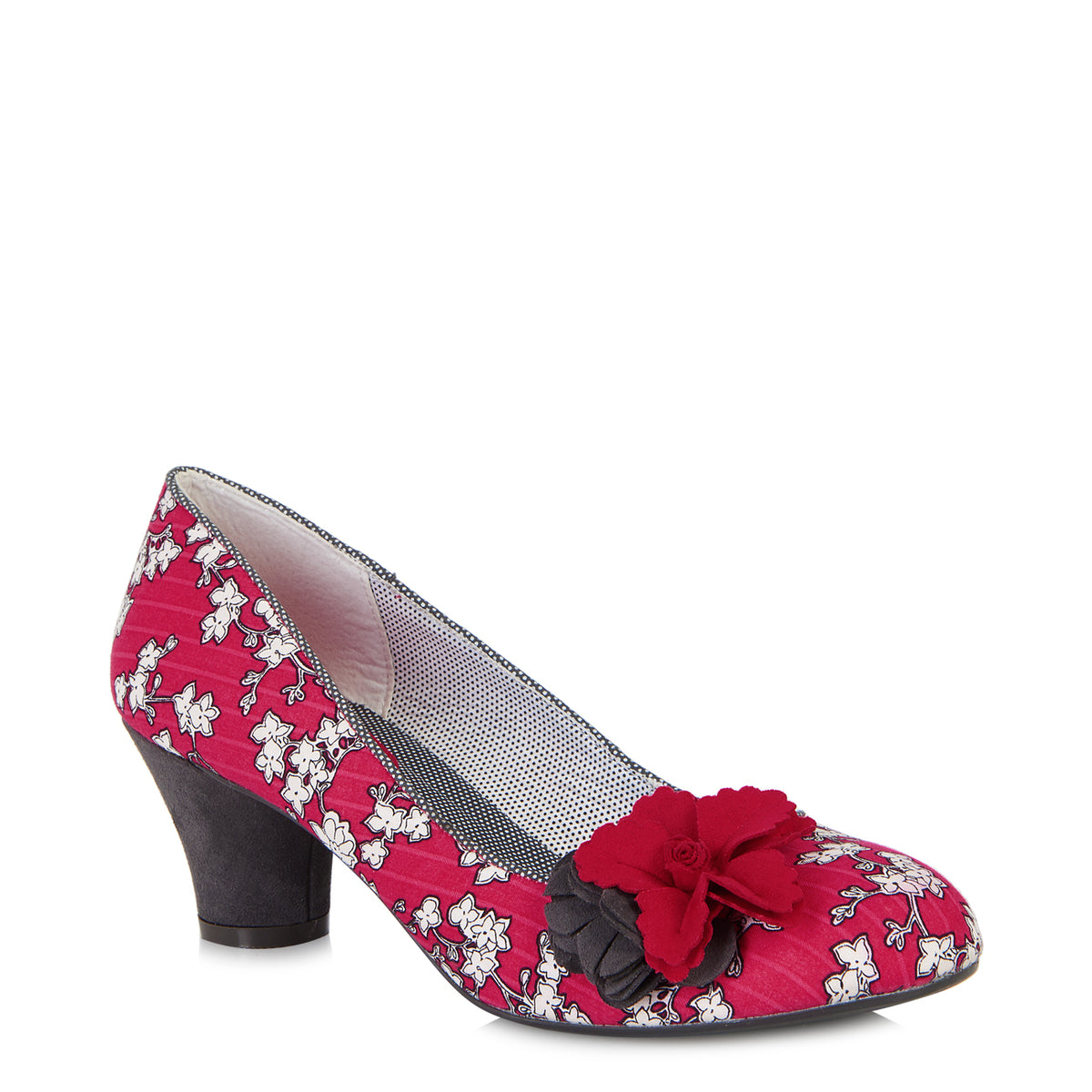 Samira Red Charcoal Mid Heel Court Shoe by Ruby Shoo – Belle Divino