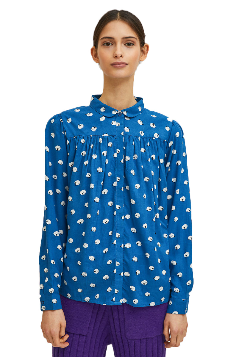 Sheep Print Rounded peter pan collar shirt with animal print by Compan ...