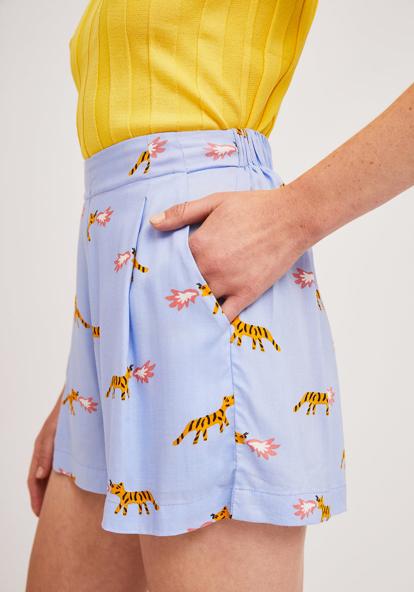 Lilac Tiger & Fire Print Pleated Shorts by Compania Fantastica – Belle ...