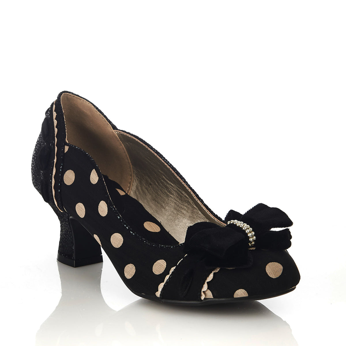 Rhea Black Spot Mid Heel Court Shoes by Ruby Shoo – Belle Divino