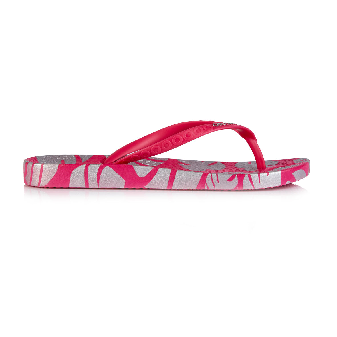 Coloko Ixora Pink & Silver Leaf Ergonomic Footbed Flip Flops – Belle Divino